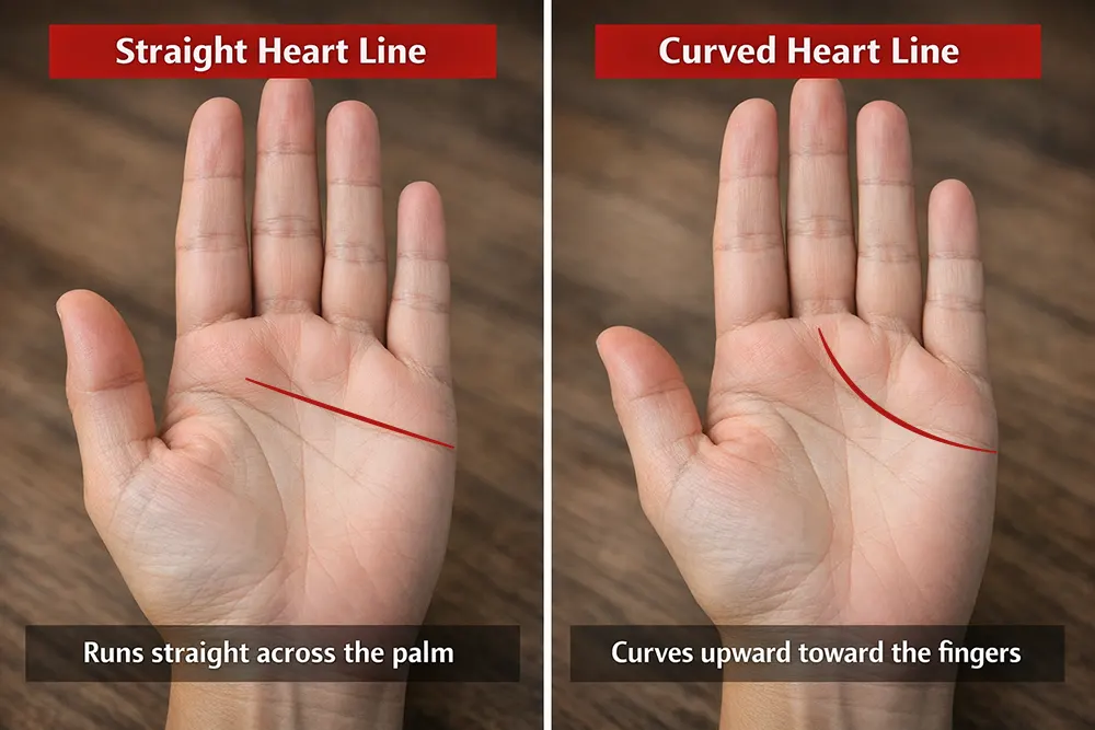 Heart Line Palmistry: Straight vs Curved Traits